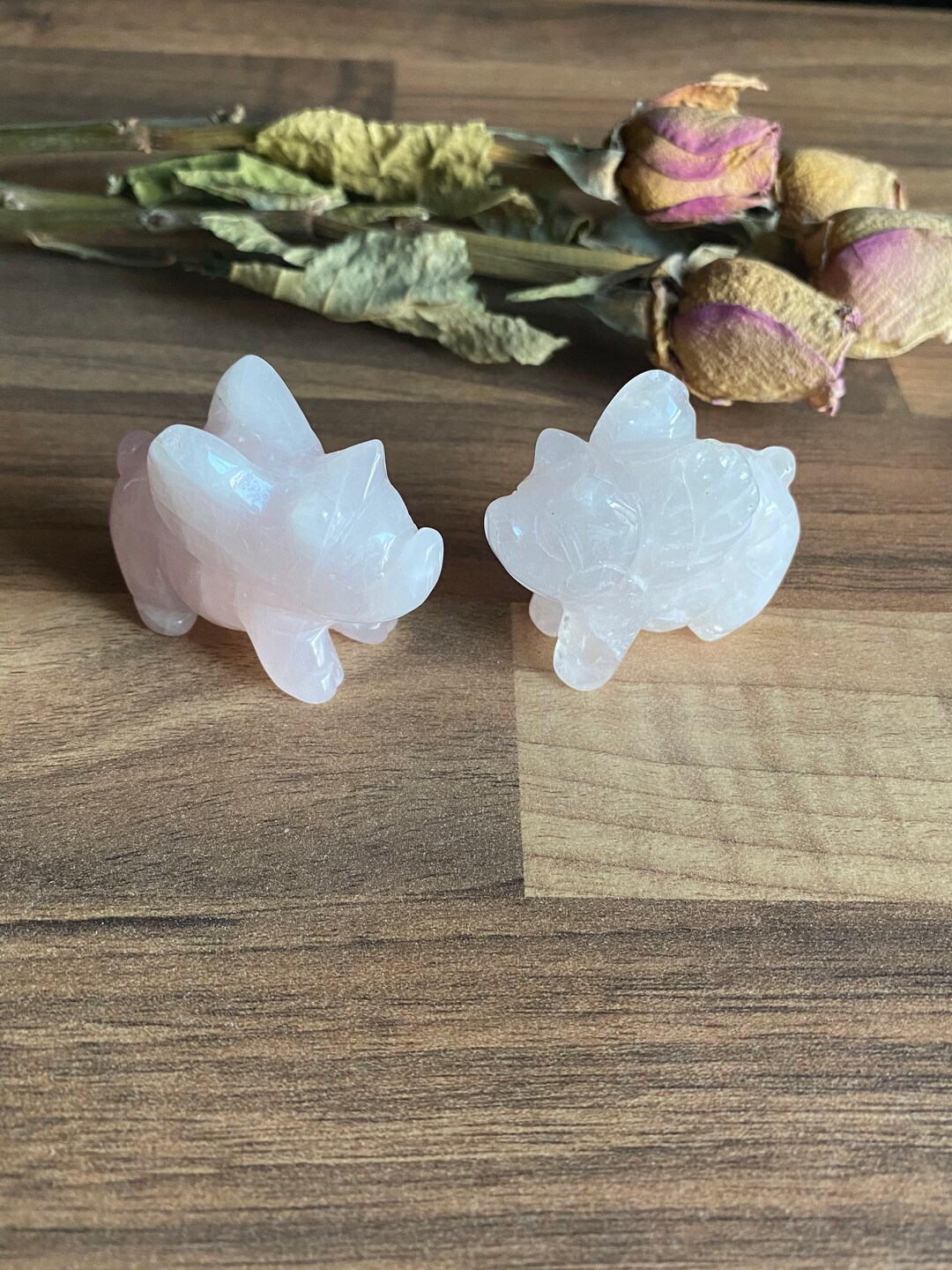 Rose Quartz Carved Flying Pig - Etsy
