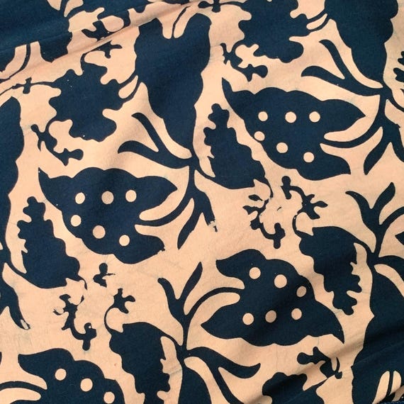 1990s Hawaiian batik monstera leaf print peach dark n… - Gem