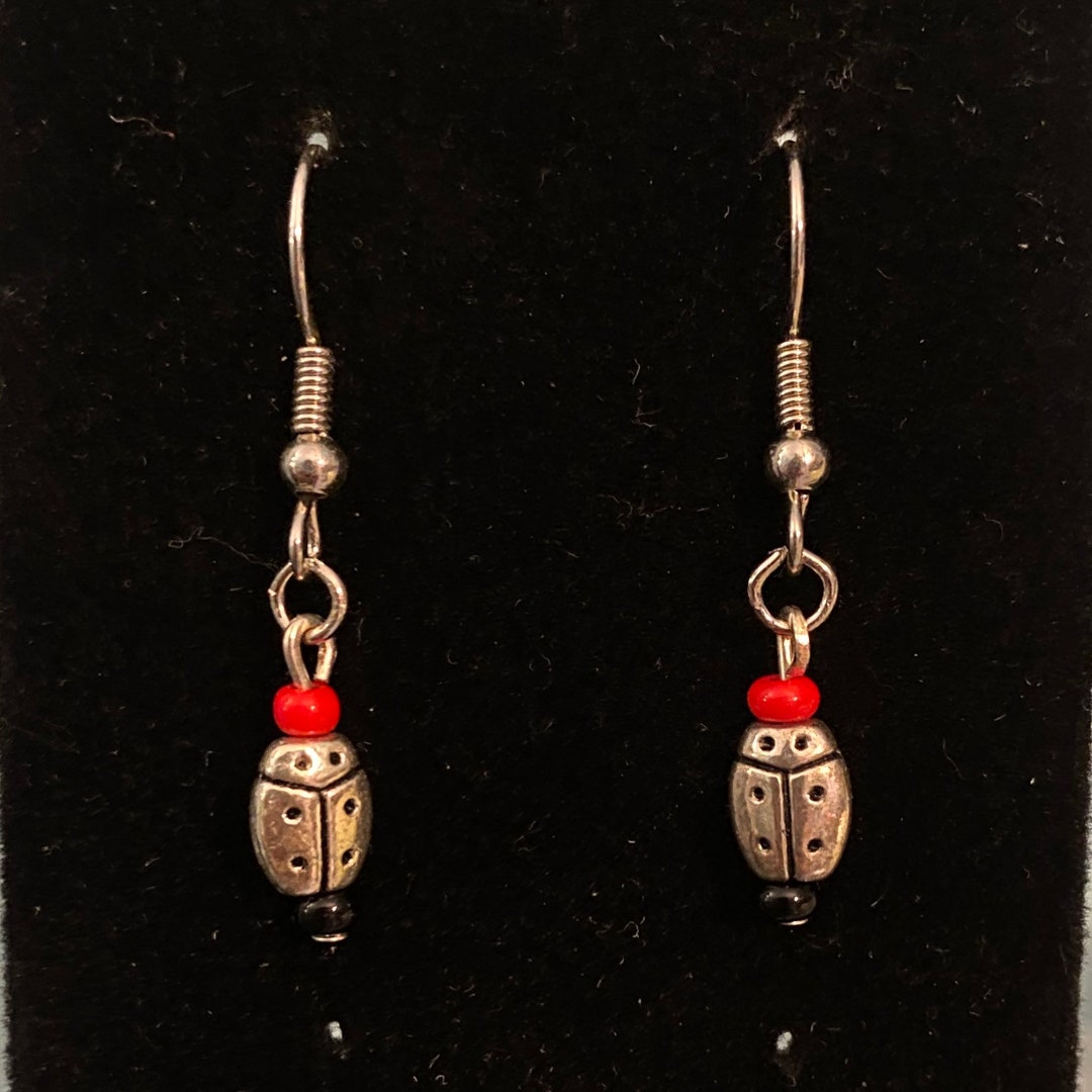 Ladybug-inspired Dangle Earrings – Handmade With Love - Etsy