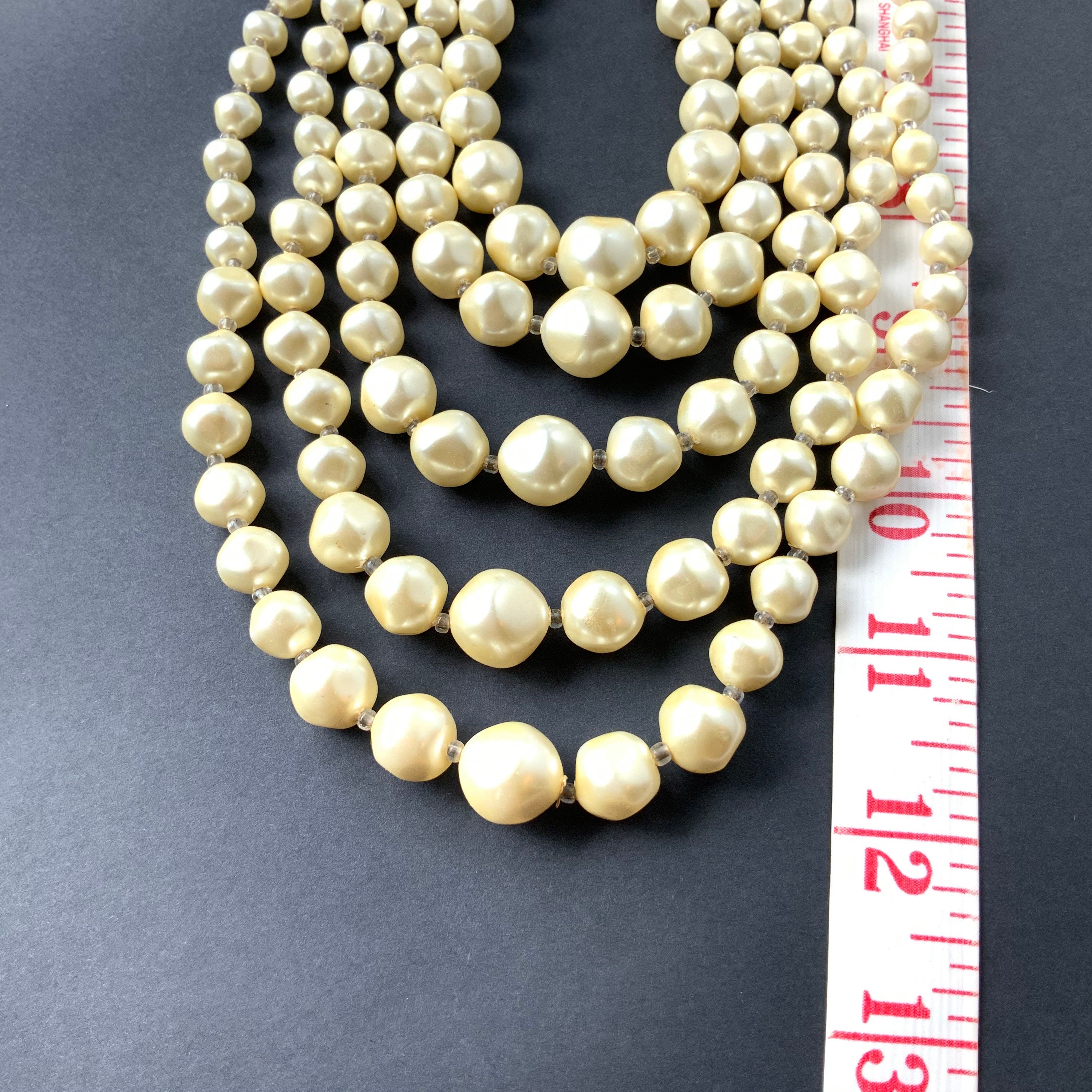 Necklace Pearl Vintage Laguna Multi Strand Faux Pearl Necklace Etsy