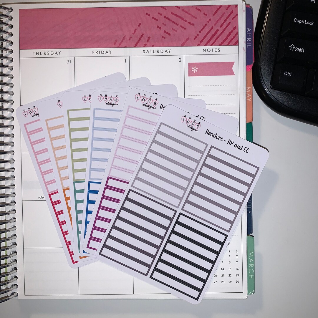 6 Sheet Set of Blank Headers - Erin Condren, Happy Planner, Etc. | Thin ...
