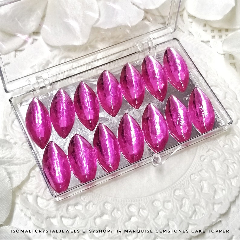 14 Isomalt Marquise Gemstones: Cake Gems, Custom Colors - Etsy