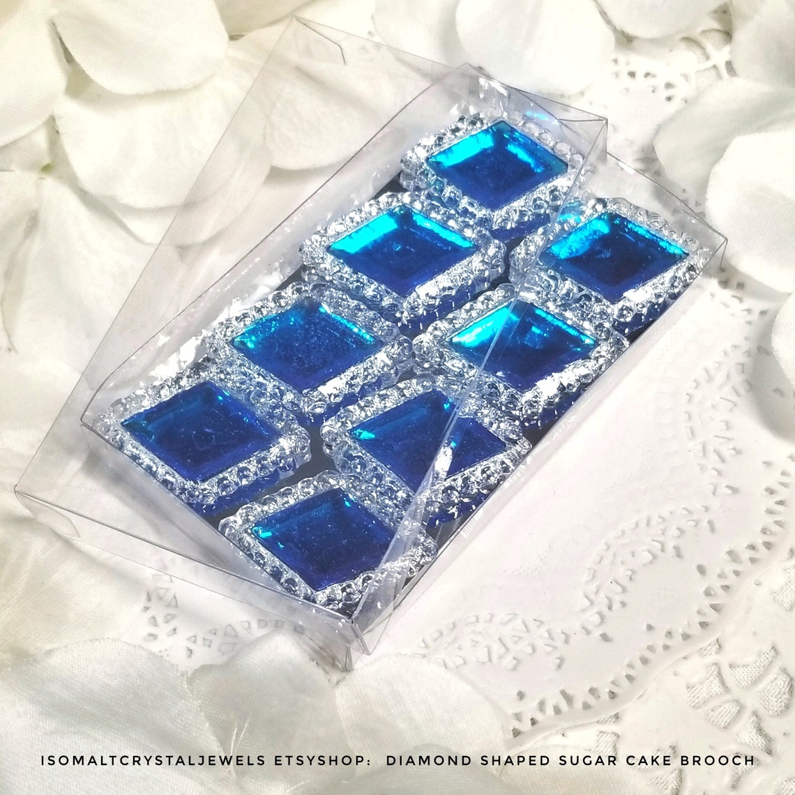 8 Diamond Shaped Brooches edible gemstones cake jewels | Etsy