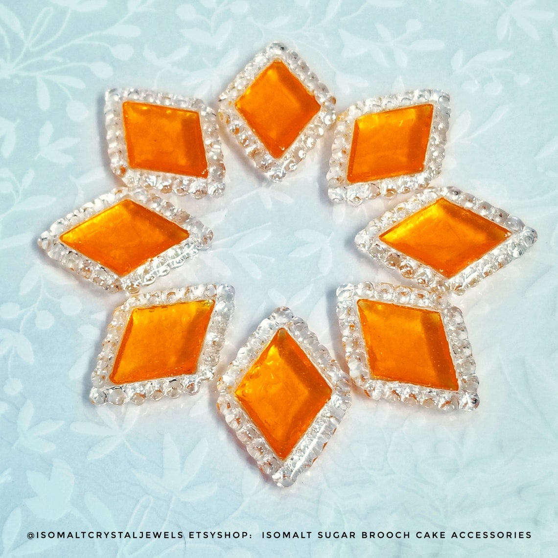 8 Diamond Shaped Brooches edible gemstones cake jewels | Etsy