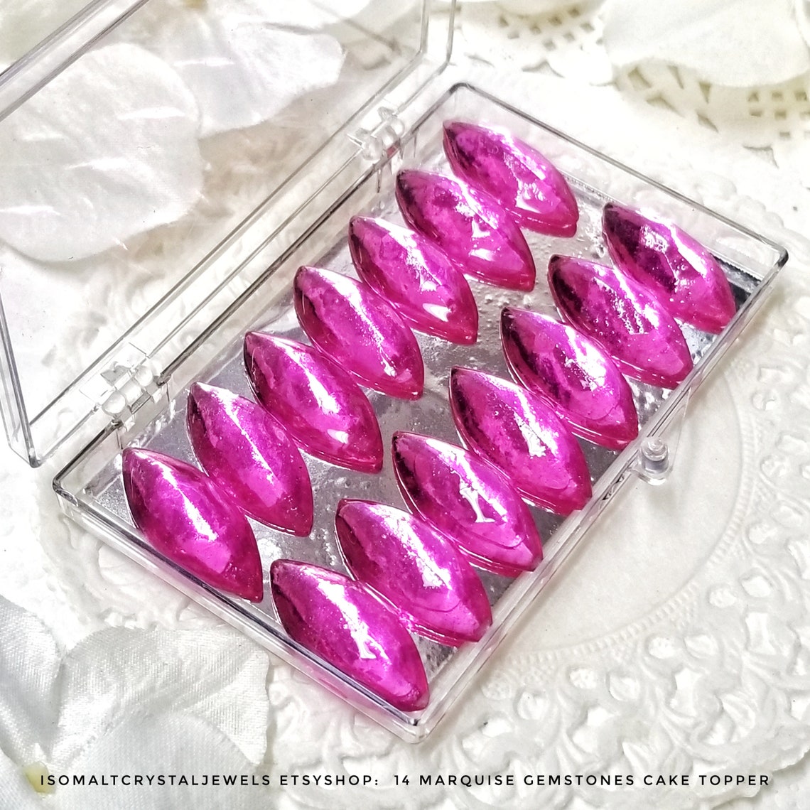14 Isomalt Marquise Gemstones: Cake Gems, Custom Colors - Etsy