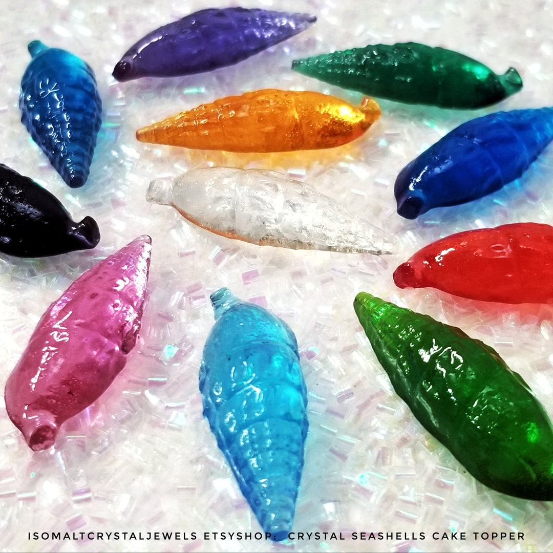 12 Crystal Sugar Seashells, Custom Colored for Ocean Themed Cakes ...