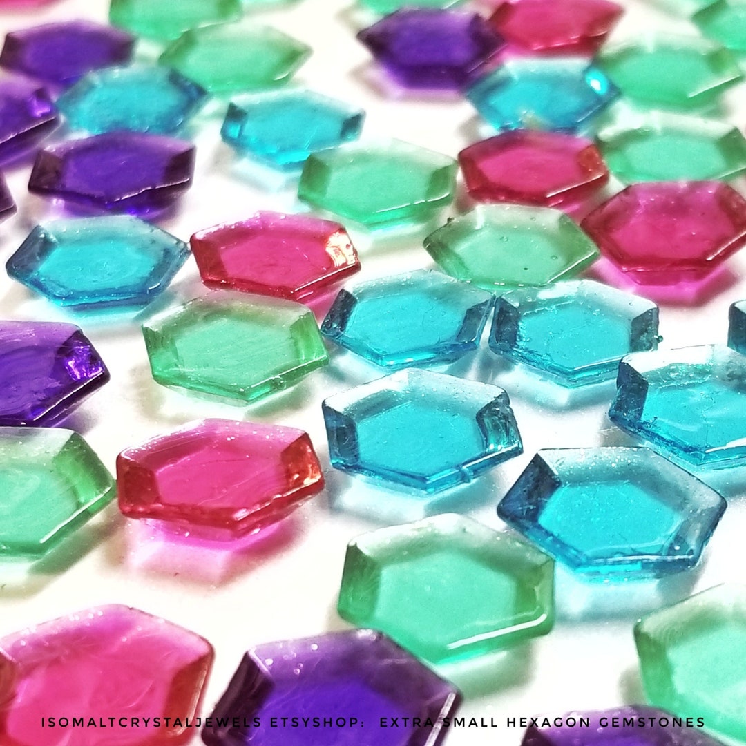 60 Small Hexagon Gemstones: Isomalt Sugar Gems, Birthday Caketopper ...