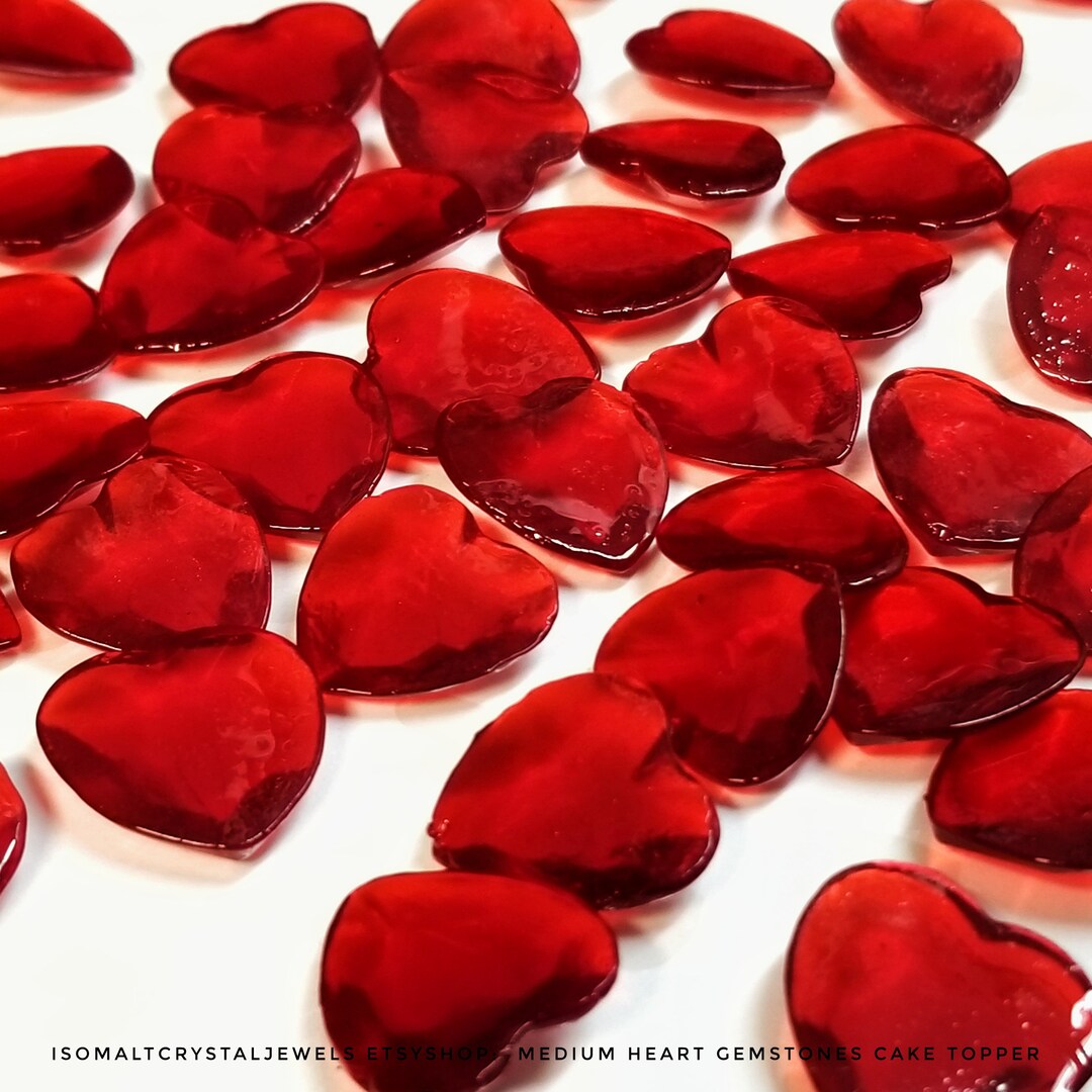 Medium Isomalt Sugar Heart Gemstones, Edible Sugar Gems, for Valentine ...