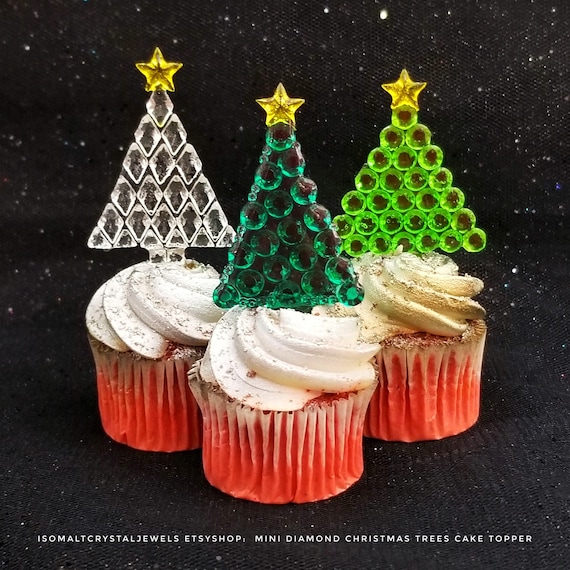 22 Crystal Mini Diamond Christmas Tree Cake Topper Made of - Etsy
