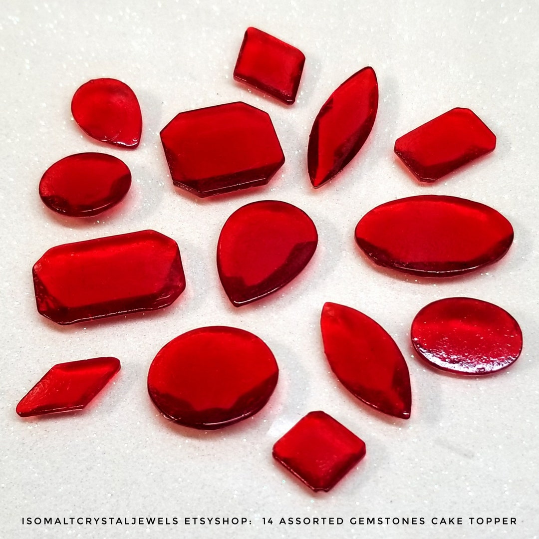 14 Assorted Edible Isomalt Sugar Gemstones: Cake Gems, Custom Colors - Etsy