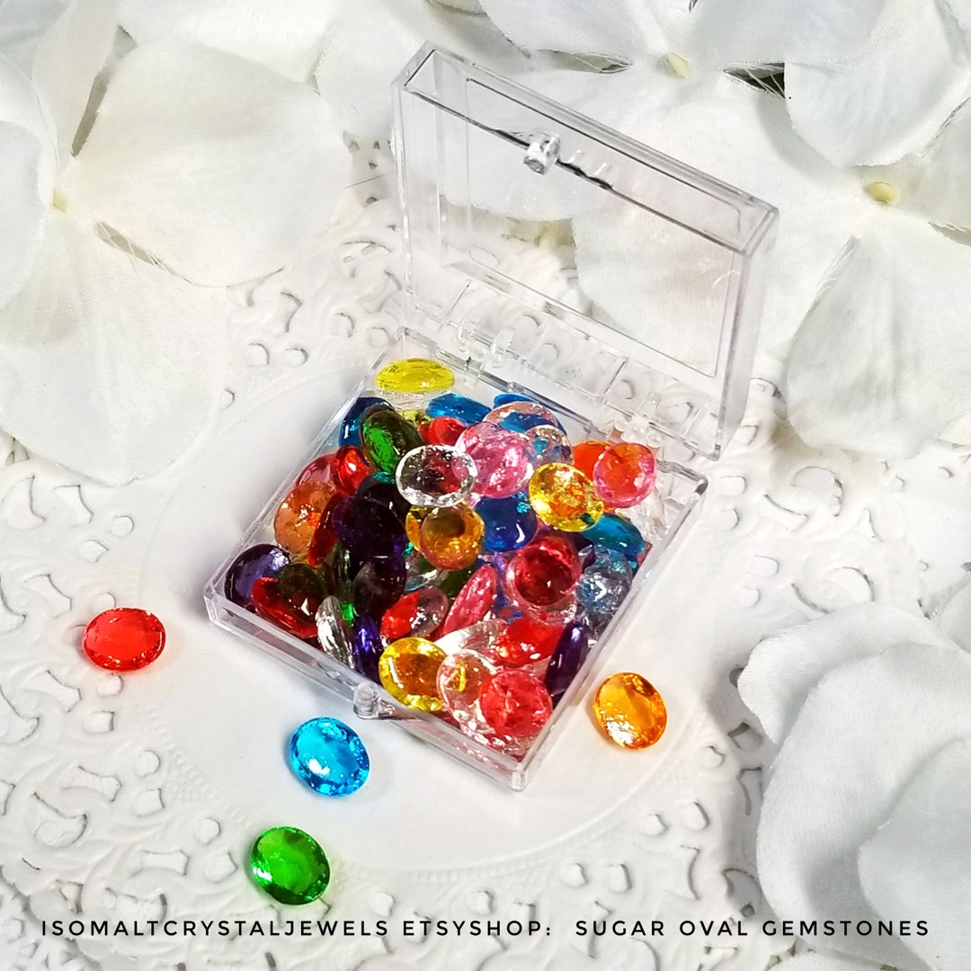 86 Oval Isomalt Sugar Gemstones, Edible Cake Gems, Custom Colored Cake ...