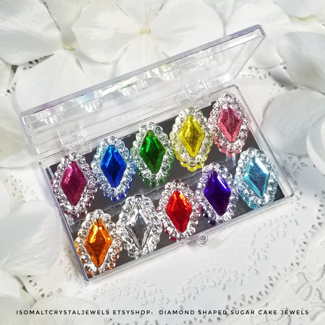 10 Small Diamond-shaped Brooches: Isomalt Cake Jewels - Etsy