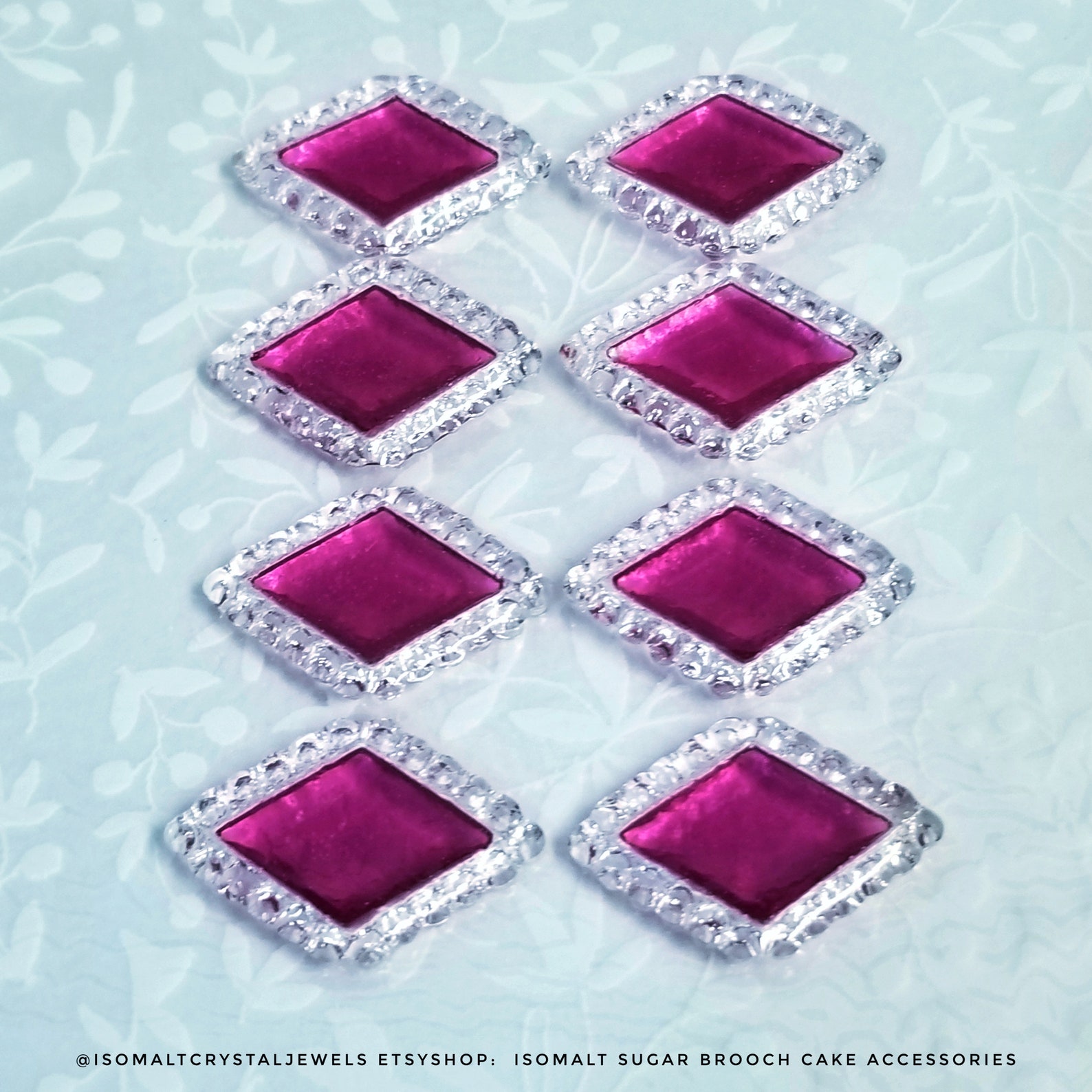 8 Diamond Shaped Brooches edible gemstones cake jewels | Etsy