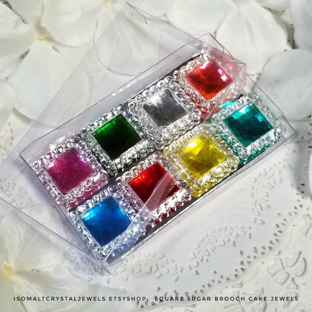 8 Square Brooches: Isomalt Cake Jewels, Cupcake Toppers - Etsy