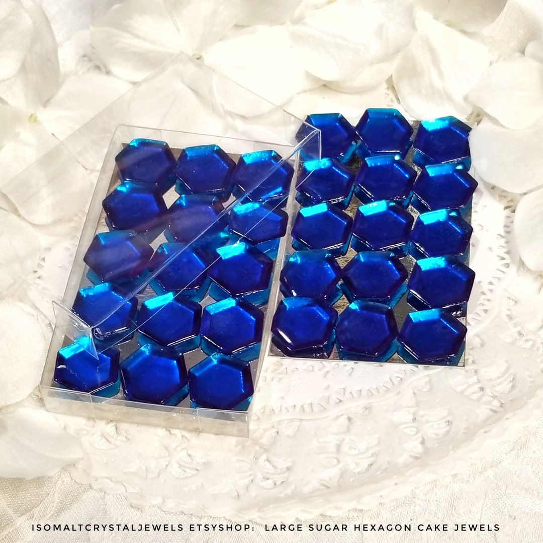 30 Large Hexagon Sugar Gemstones, Wedding Cake Jewels, Princess Cakes ...