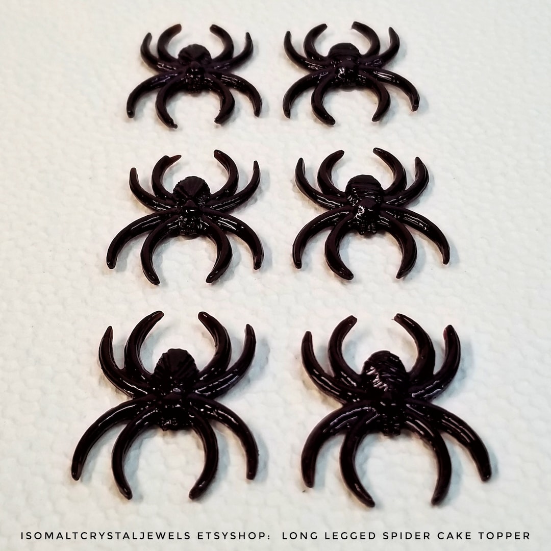 6 Long-legged Spiders: Halloween & Spider Theme Cake Topper, Isomalt ...