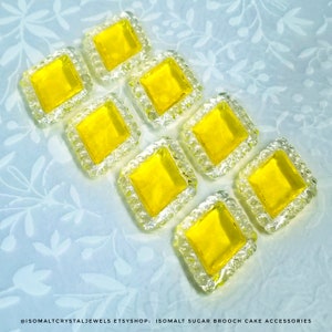 8 Diamond Shaped Brooches, Edible Gemstones, Cake Jewels, Cupcake ...
