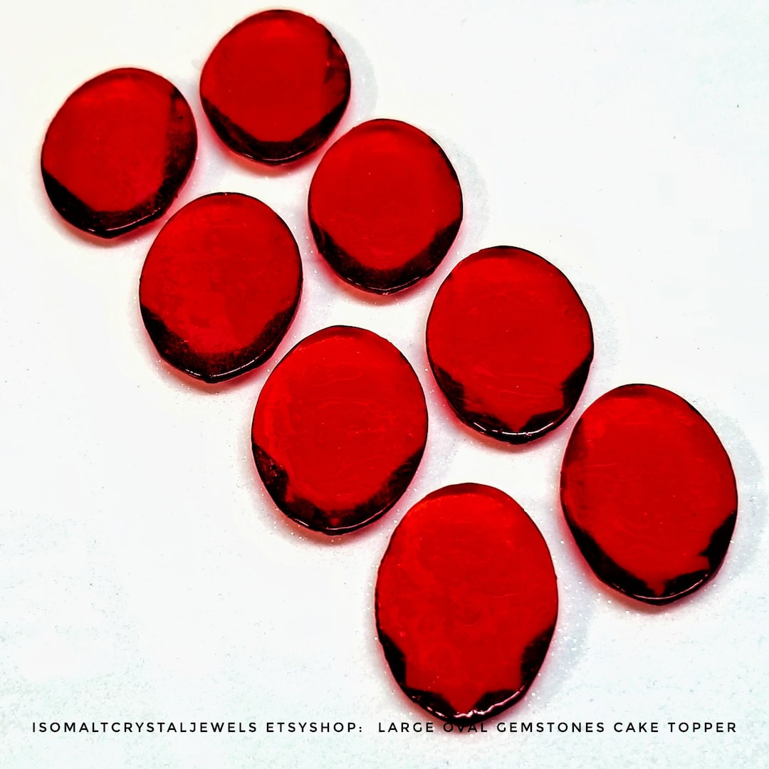 8 Large Oval Gemstones, Edible Isomalt Sugar Cake Jewels & Accessories ...