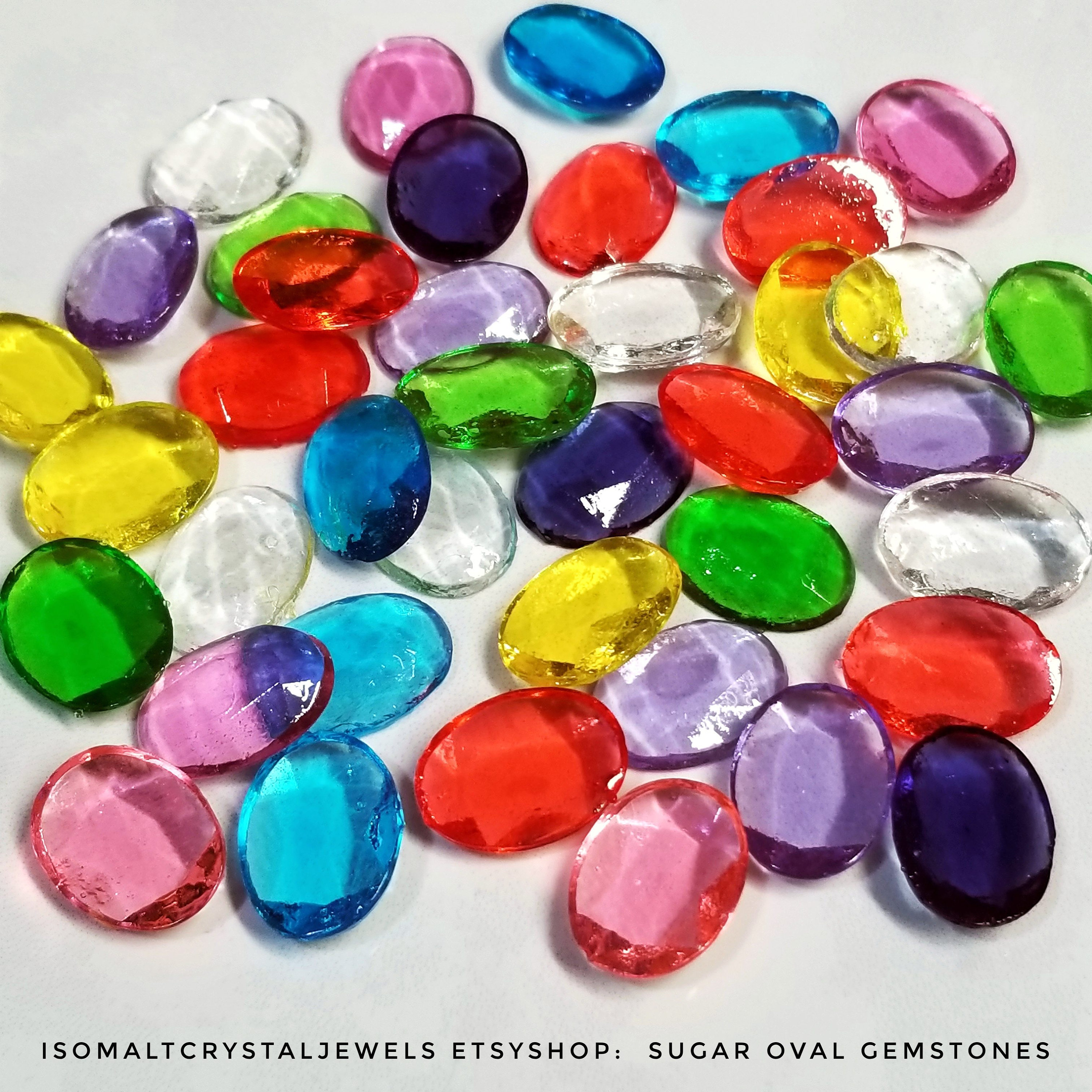 36 sugar Oval Gem stones edible gems custom cake topper | Etsy