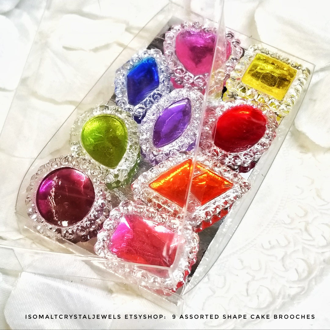 9 Assorted Isomalt Sugar Brooches: Isomalt Cake Jewels, Cupcake Toppers ...