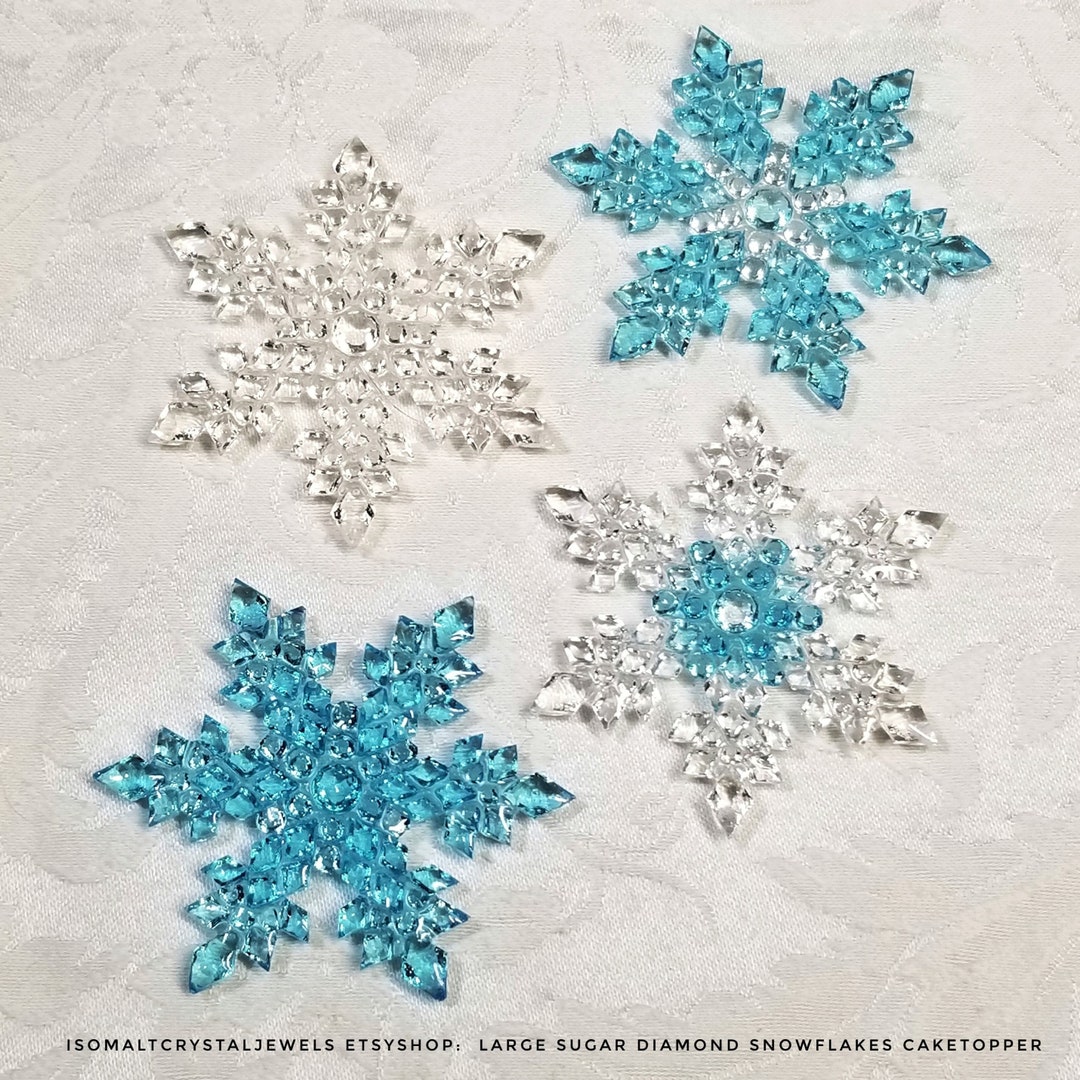 2 Large Isomalt Diamond Snowflakes: Cake Topper, Christmas, Winter ...