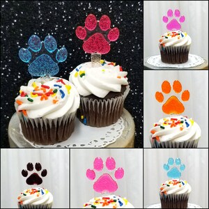 6 Crystal Paw Prints or Paw Prints Cake Topper, Custom Colored Isomalt ...