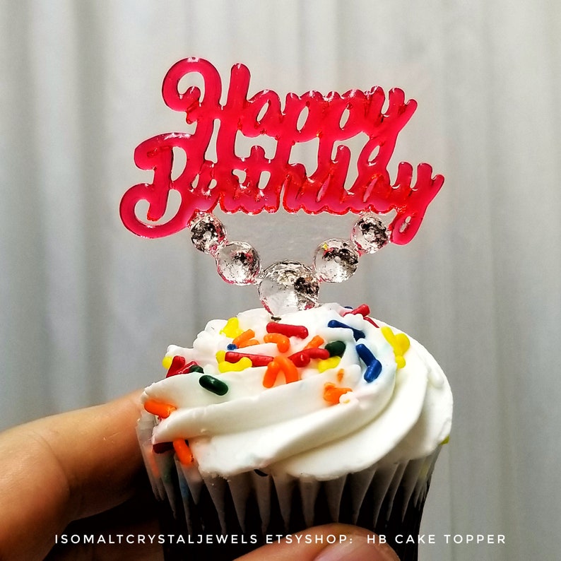 Happy Birthday Isomalt Cake Topper With Diamonds One HB Cake - Etsy