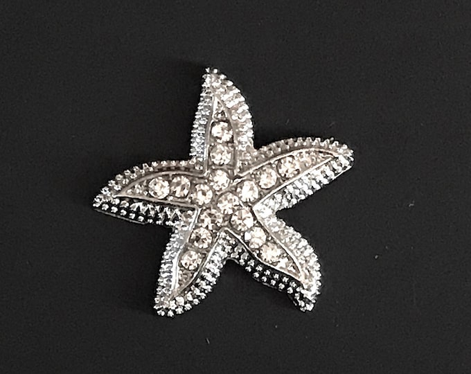 10pcs Rhinestone SILVER Starfish Buckle, Destination Wedding, Slider ...