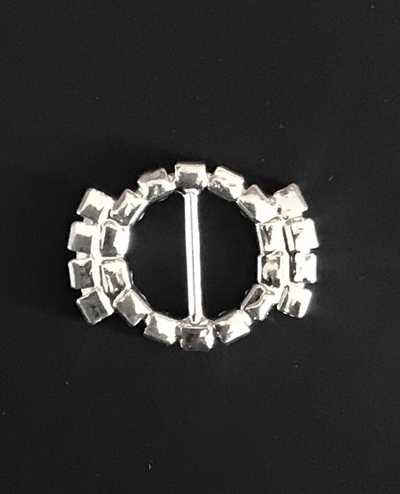 Small Elegant Circle Rhinestone Crystal Buckle Slide With Side Details ...