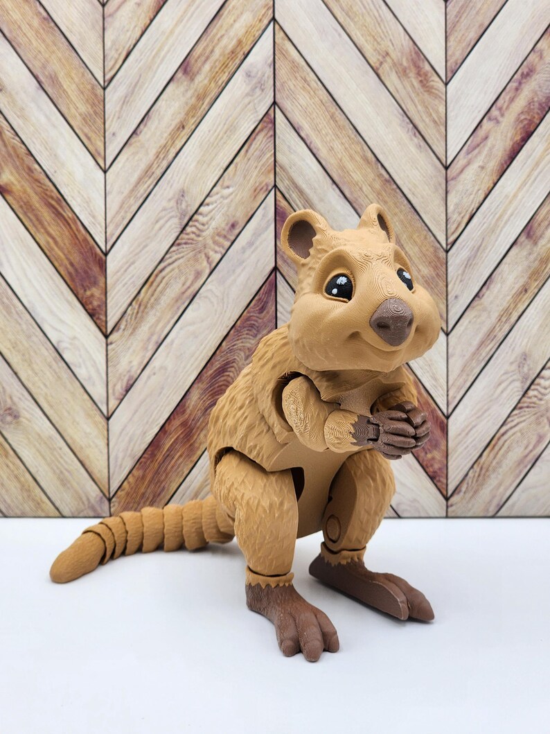 3D Printed Quokka Figurine | Adorable Poseable Marsupial With Custom ...