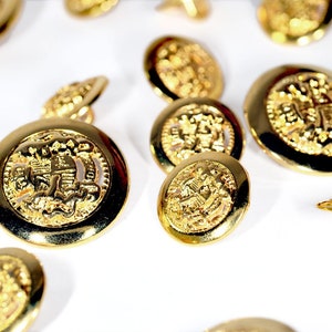 Set of Die Cast Metal Blazer Buttons B1020 (gold Colour) in Sets of 4 ...