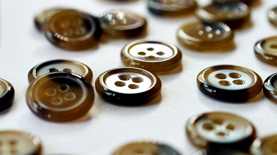 Set of Dual Tone Brown Raised Edge Plastic Blouse, Shirt Buttons (pack ...
