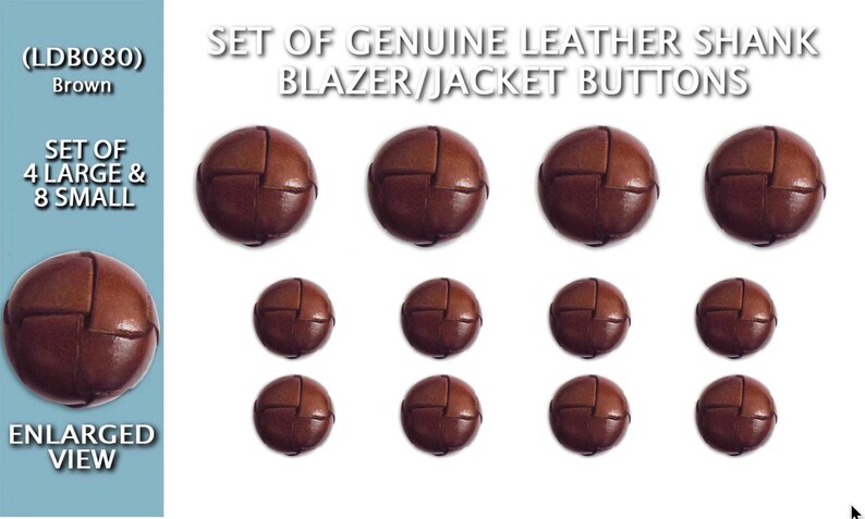Genuine Leather Shank Jacket Buttons (brown) Choice of Sets in 3L/7S or ...