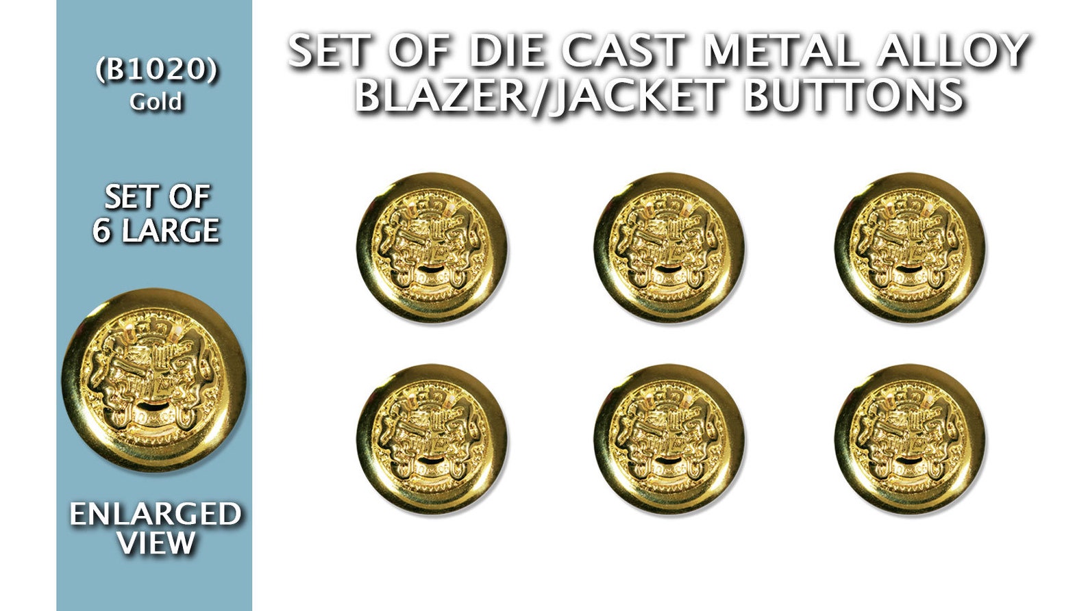 Set of Die Cast Metal Blazer Buttons B1020 (gold Colour) in Sets of 4 ...