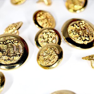 Set of Die Cast Metal Blazer Buttons B1020 (gold Colour) Set (in 4L/8S ...