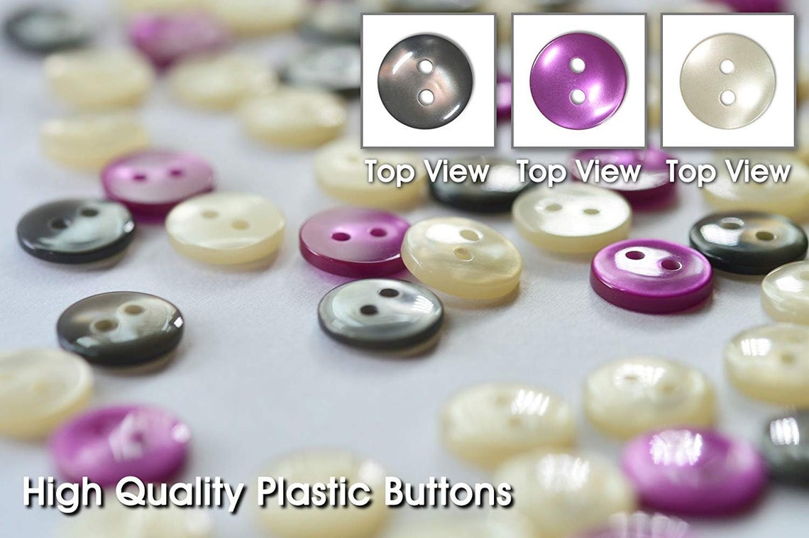 Set of 15 Shimmering Plastic Shirt/blouse Buttons (available in Rose ...