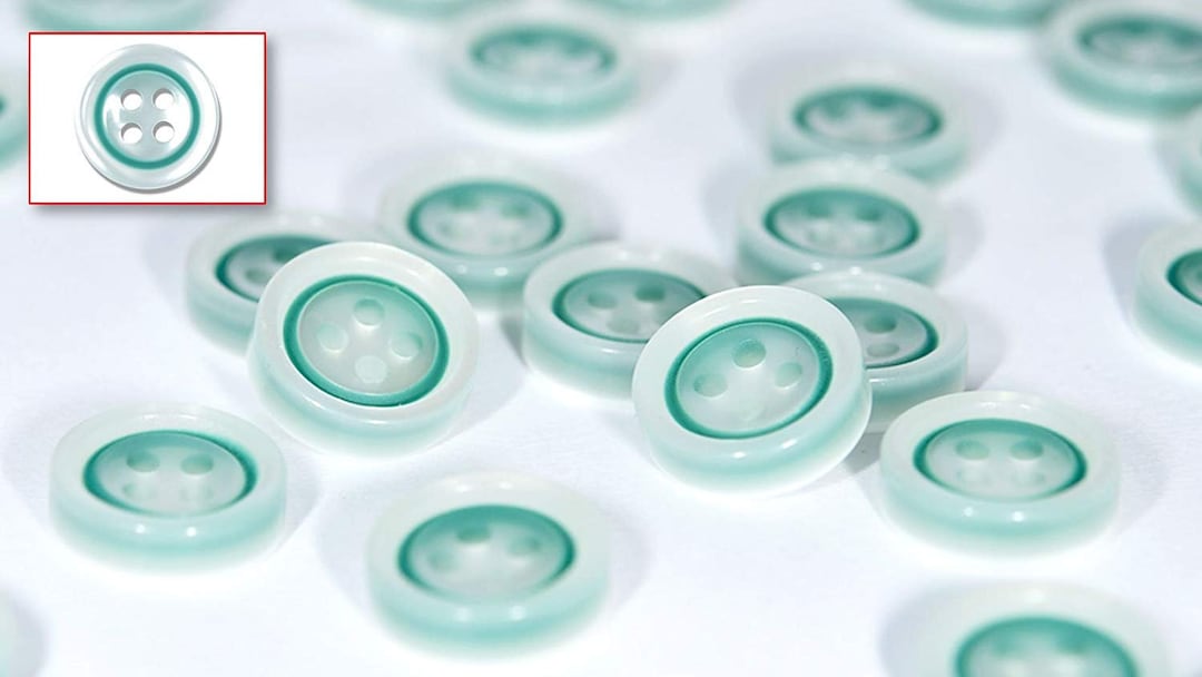 Set of Green Sandwiched Plastic Round Blouse, Shirt Buttons (pack of 15 ...