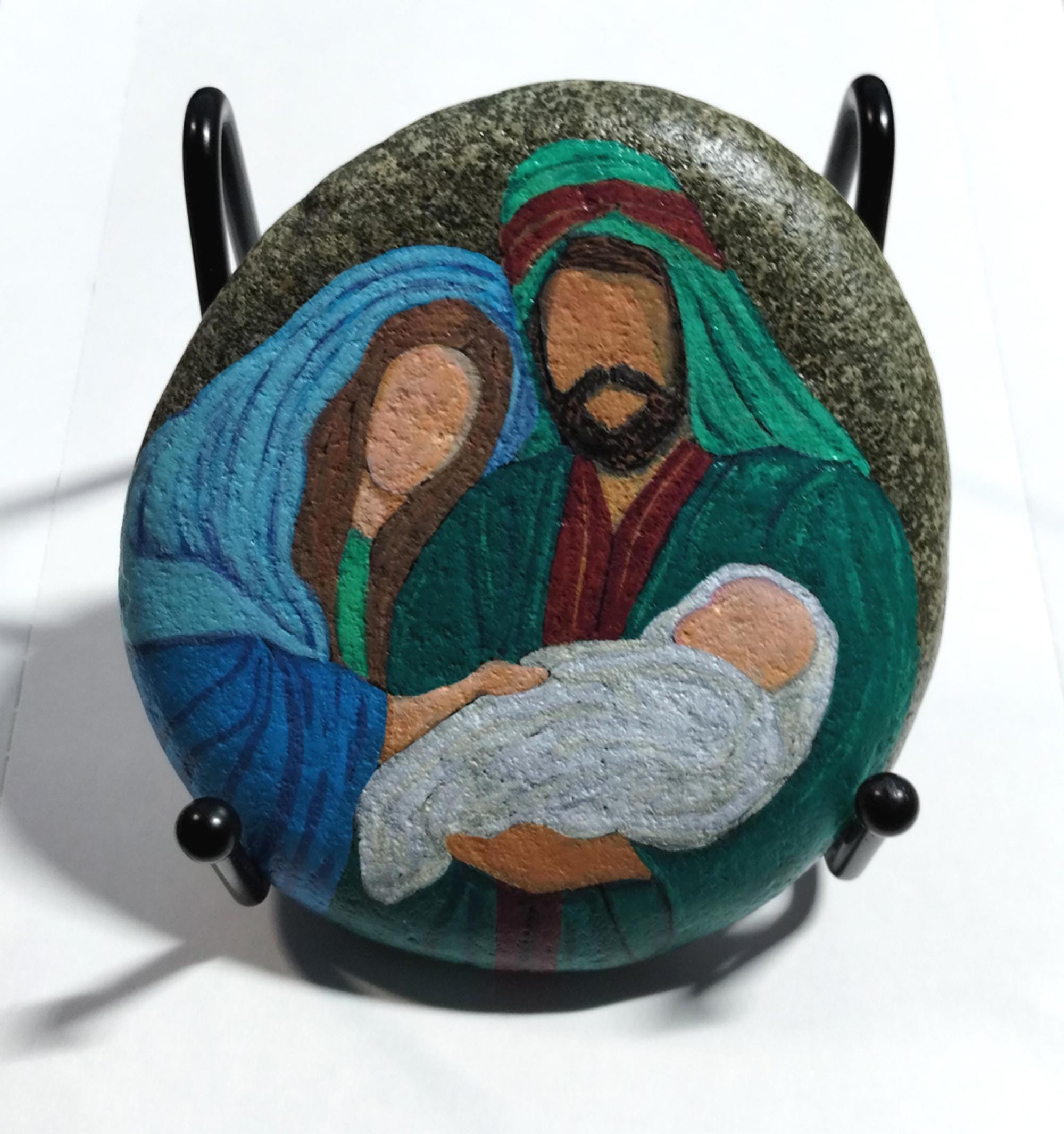 Nativity Rock Art: Natural Stone Christmas Decor, Baby Jesus - Etsy