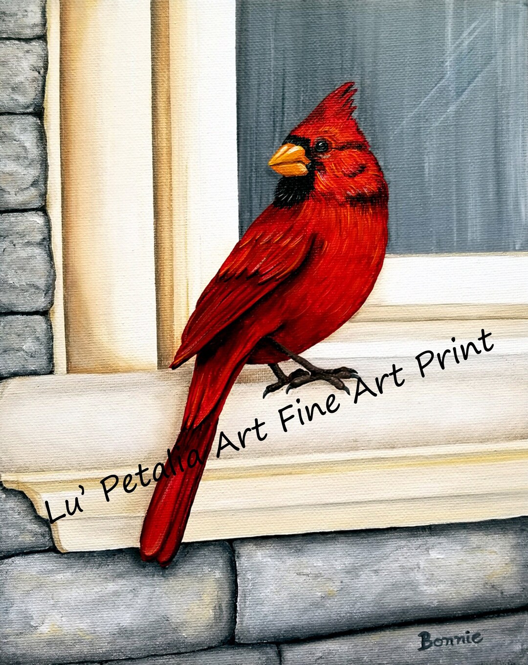 Cardinal on Windowsill: Giclee Fine Art Print - Etsy