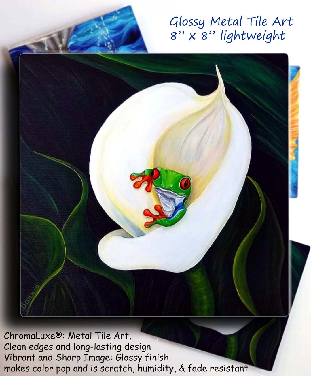 Glossy Metal Tile Art: 3 Choices Frog, Baby Dolphin, Beta Fish (8x8) - Etsy