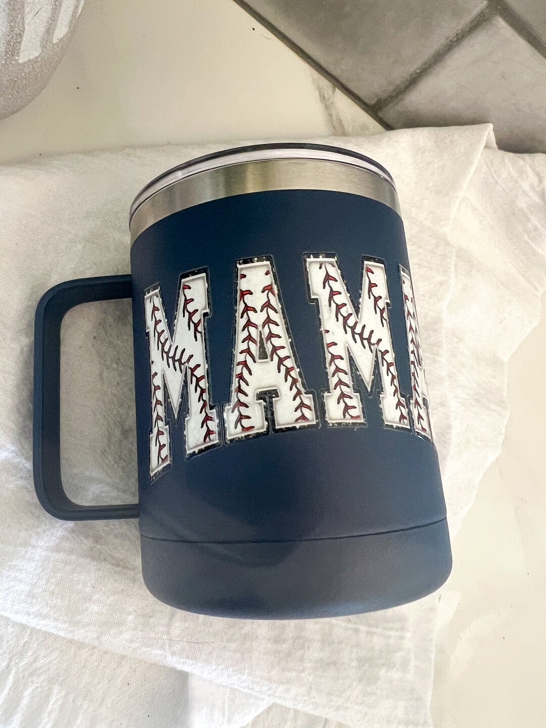 Baseball Mama Insulated Mug, 12oz Blue Mug, Hot/cold Beverage Cup ...