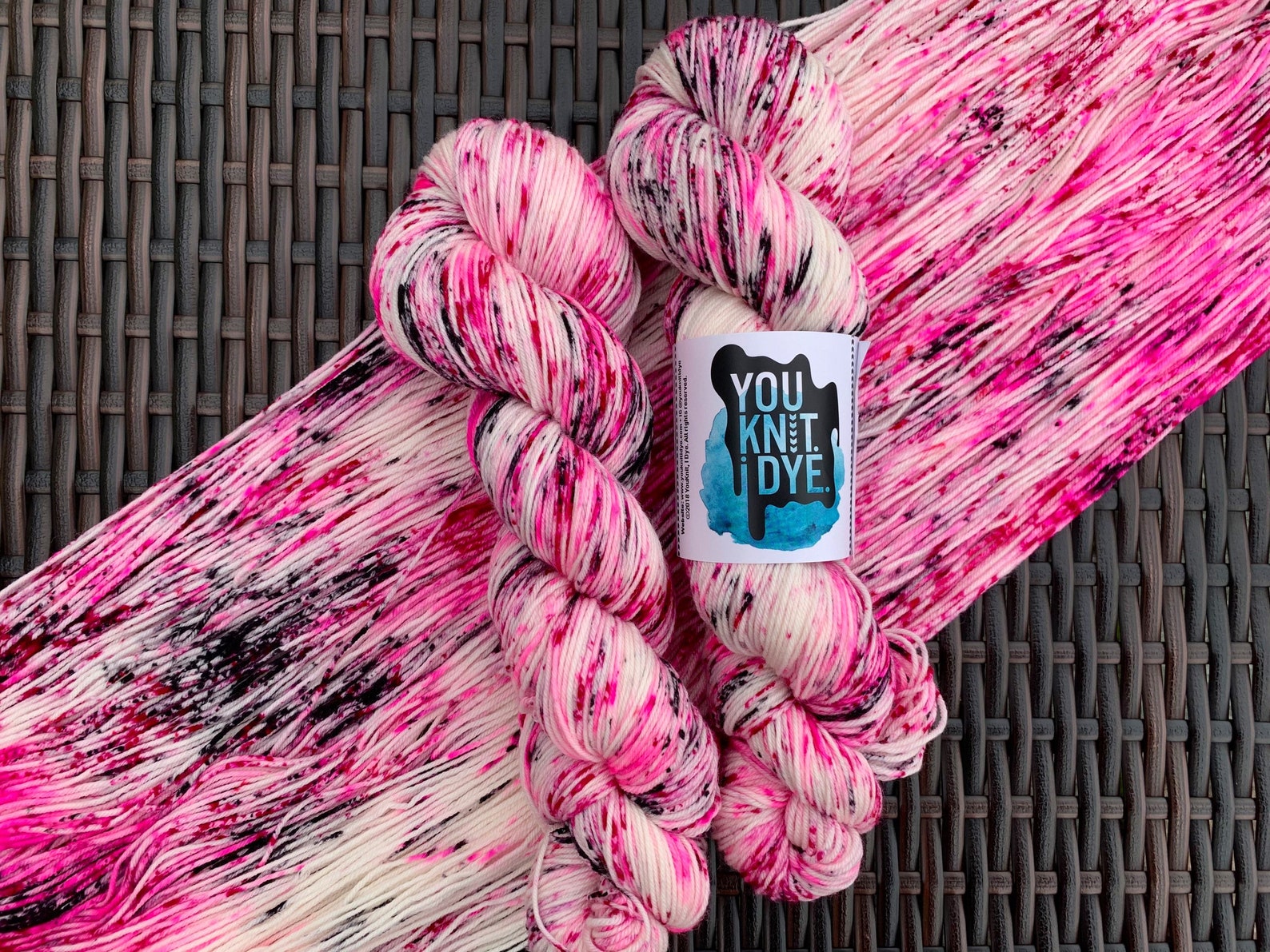 Hand Dyed Sock Yarn Neon Pink Black Speckles Superwash - Etsy