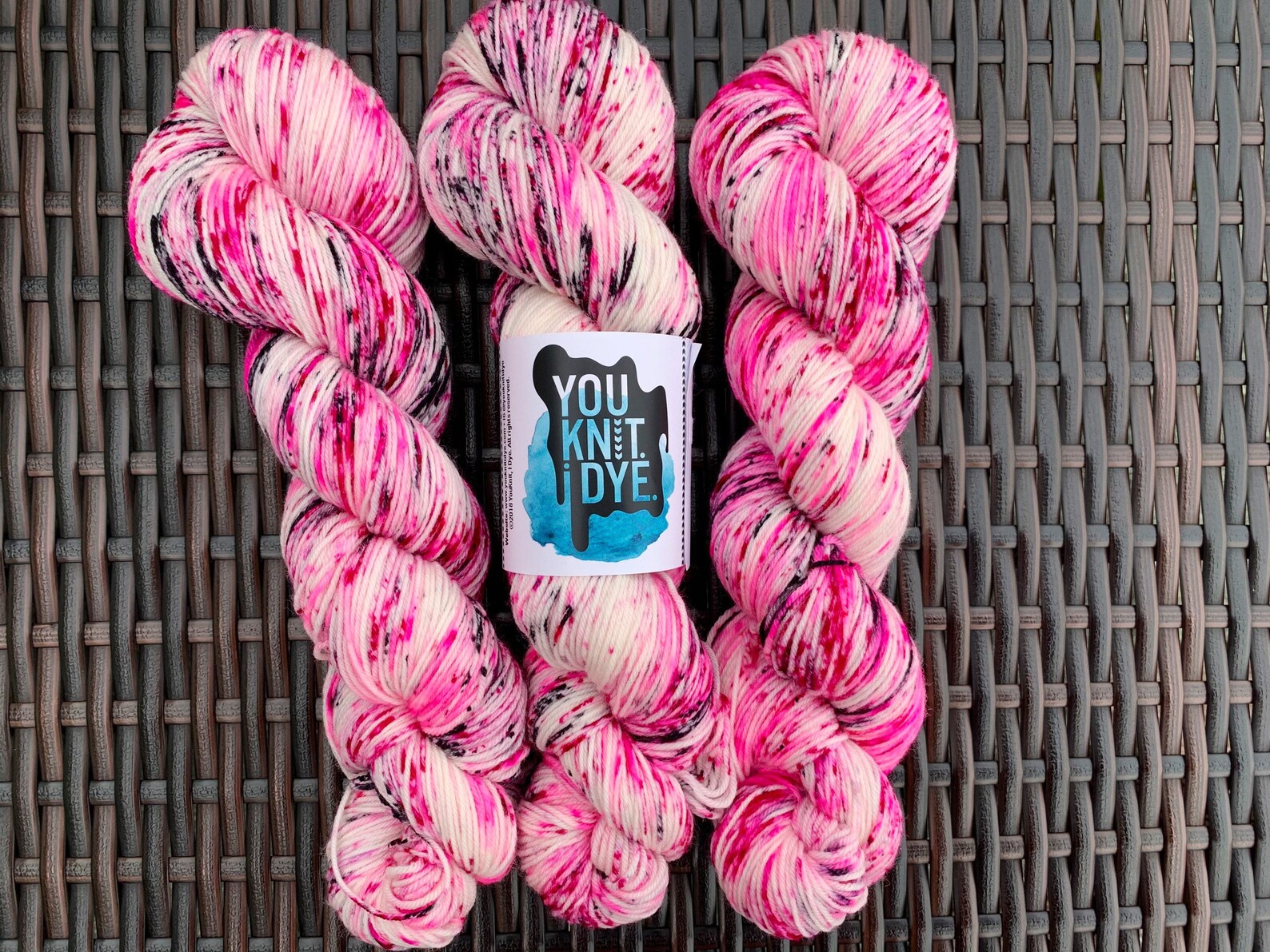 Hand Dyed Sock Yarn Neon Pink Black Speckles Superwash - Etsy