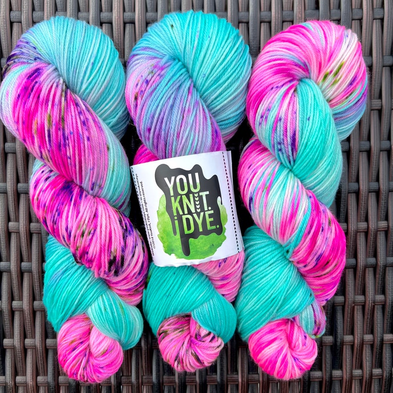 Hand Dyed Sock Yarn Neon Pink Purple Blue Turquoise - Etsy