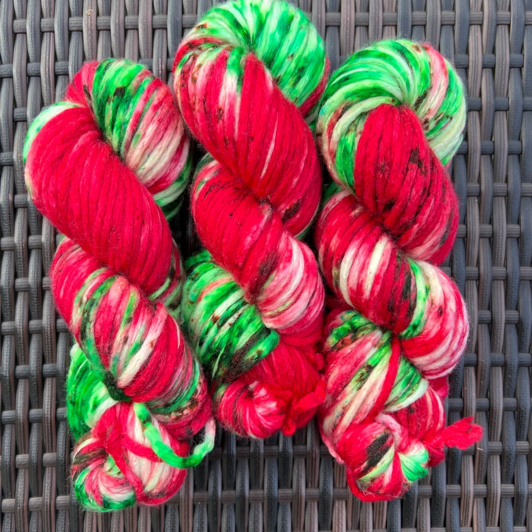 Hand Dyed Christmas Yarn Super Bulky Chunky CHAIN Red Green Brown ...