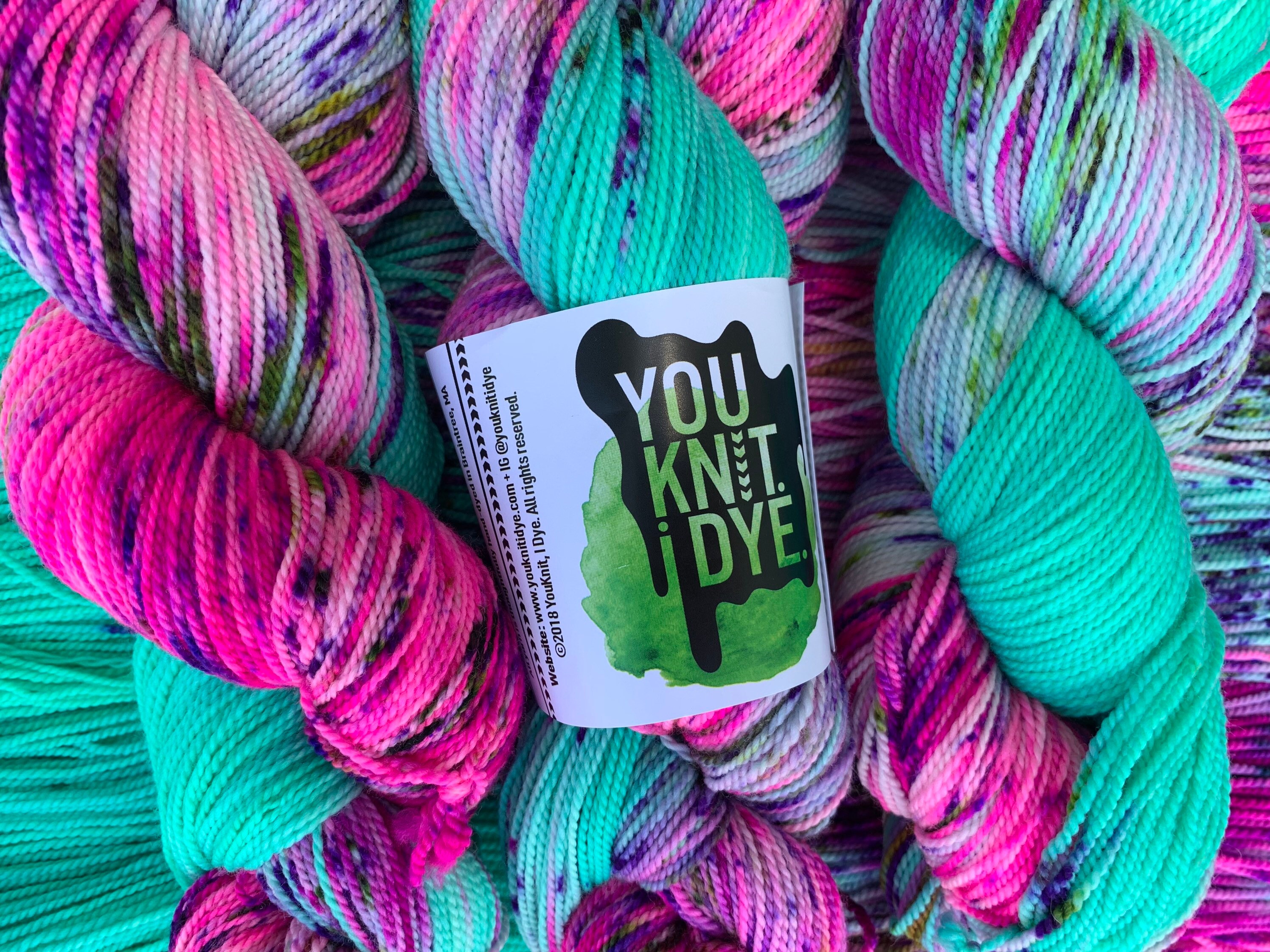 Hand Dyed Sock Yarn Neon Pink Purple Blue Turquoise - Etsy