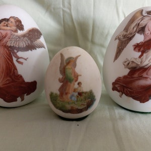 Set of 3 Porcelain Eggs With Hand Painted Angel's and Children - Etsy