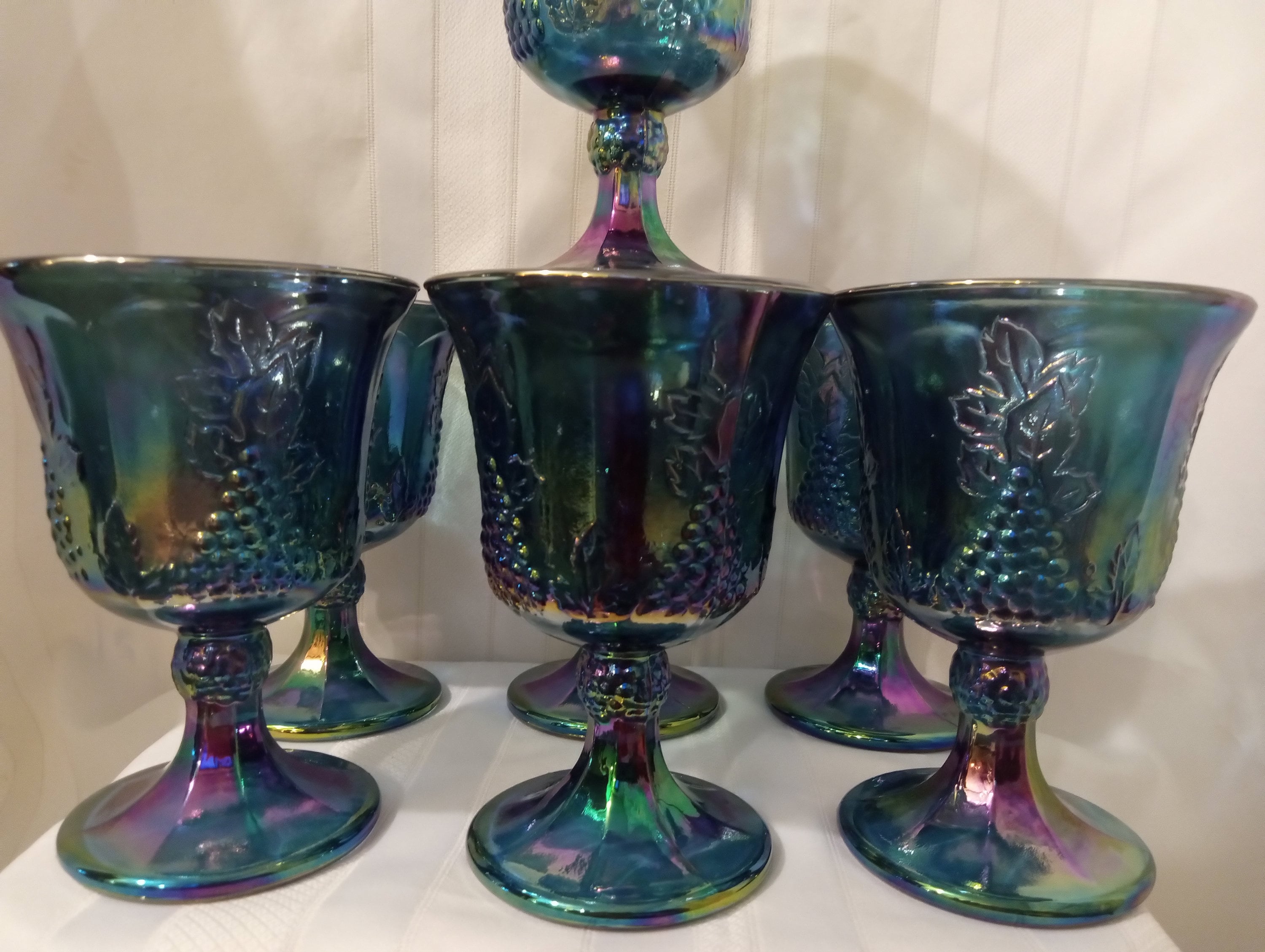 Vintage Carnival Glass Wine Glass Goblet Chalice Fenton - Etsy