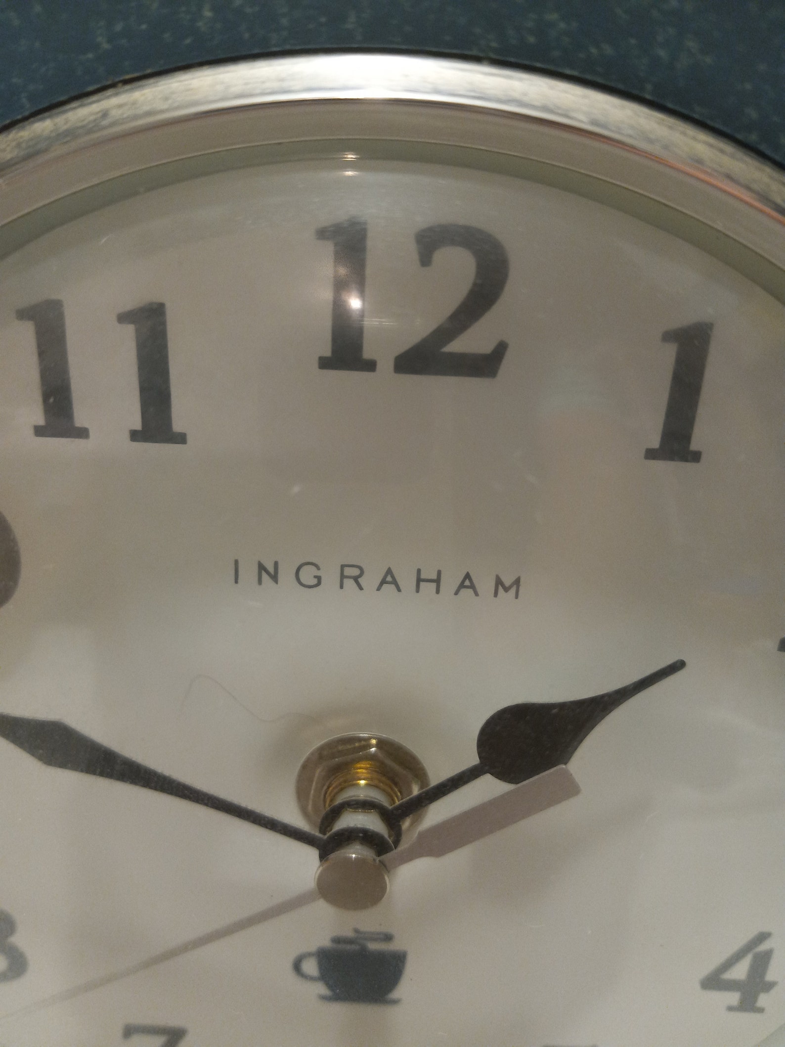 Vintage Ingraham Clock Blue and Cream Coffee Cup and Saucer Clock With ...