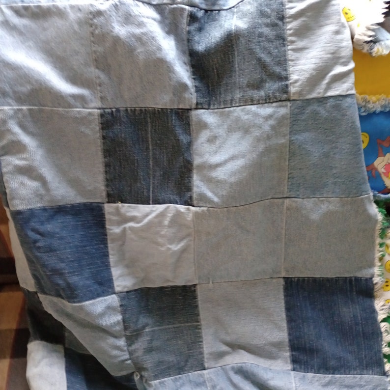 Vintage 52×52 Tasmanian Devil, Smiley Face and Denim Quilt - Etsy